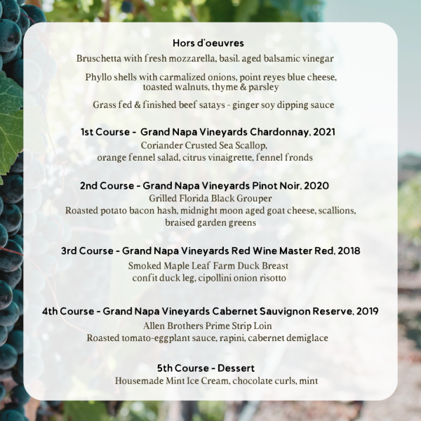 Don't Miss Our June 12th Wine Dinner Featuring Grand Napa Vineyards ...